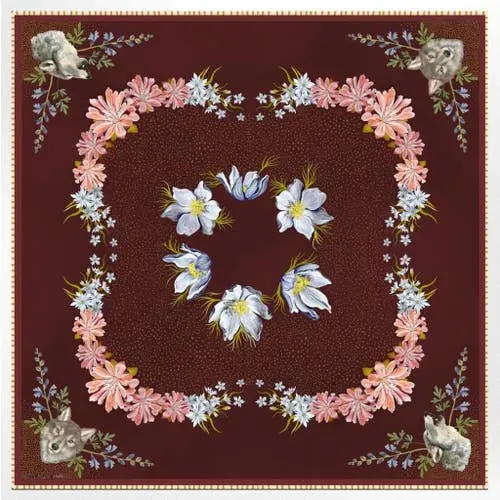 MATTY MILLER STUDIO 100% Silk Scarf Lupinewolf Wildflower Pattern